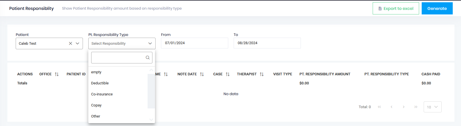 How do I pull reports for Patient Responsibility ? – HelloNote